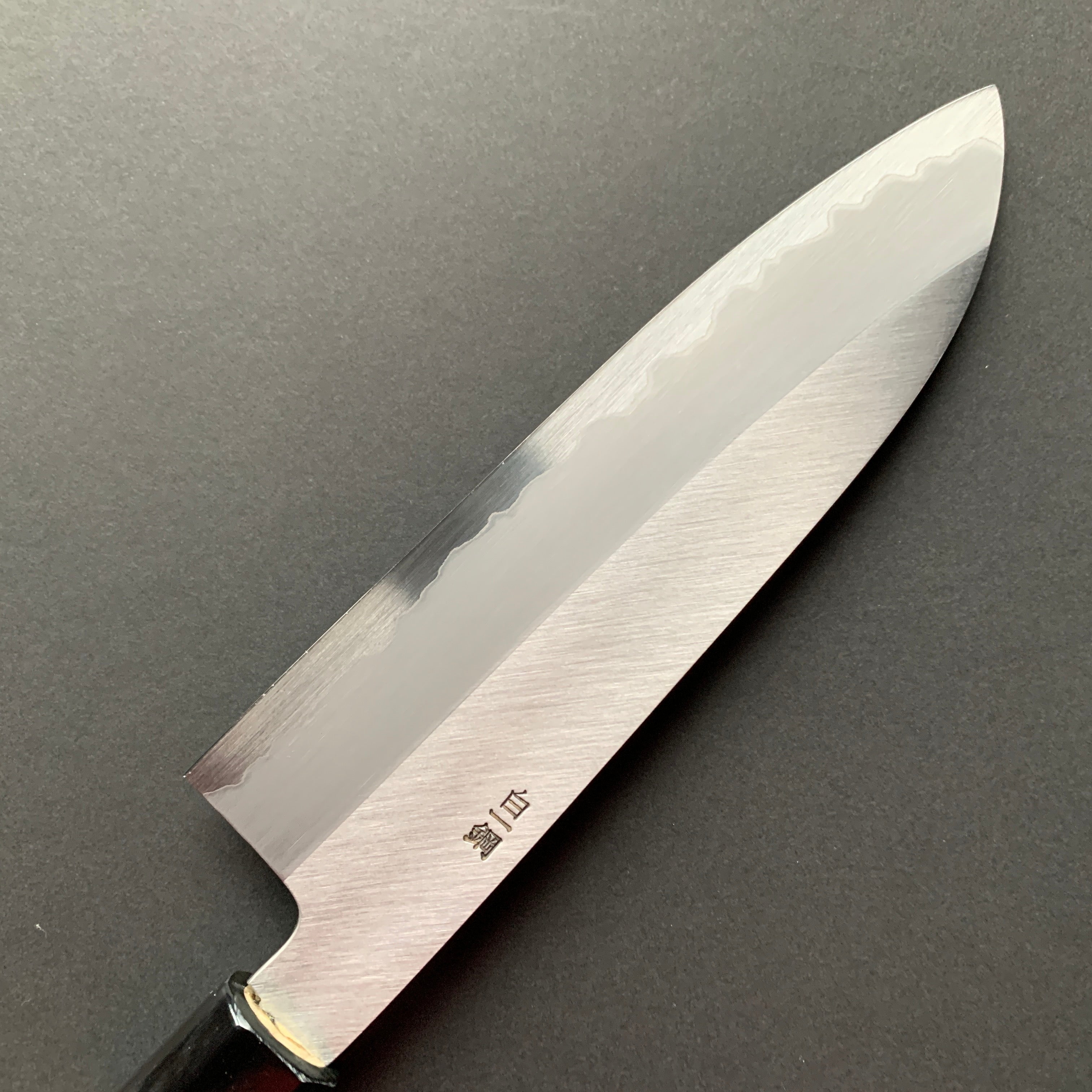 Sakai Kikumori Santoku Knife, Shirogami 1 Carbon Steel with Stainless ...