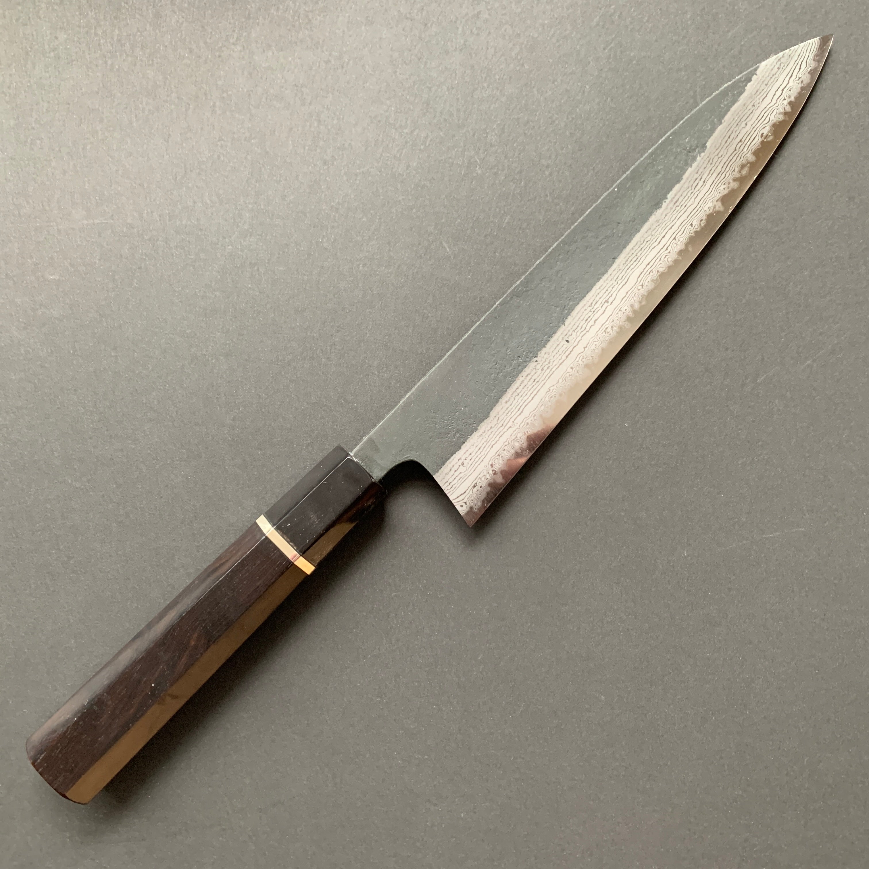 H&K Gyuto knife, Aogami super with iron cladding, Damascus Kurouchi ...